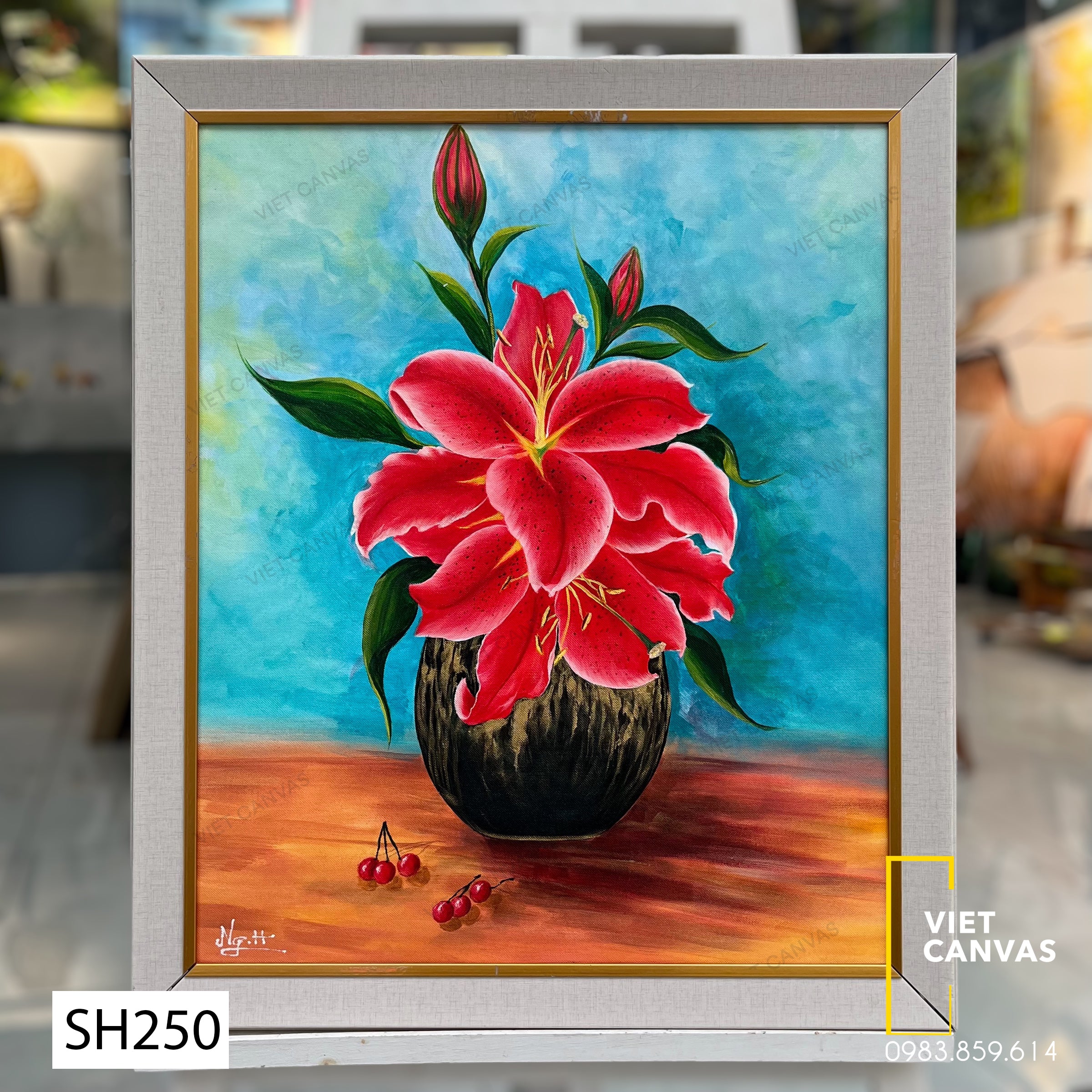 Tranh Sơn Dầu Hoa Ly Khoe Sắc - SH250 - Viet Canvas