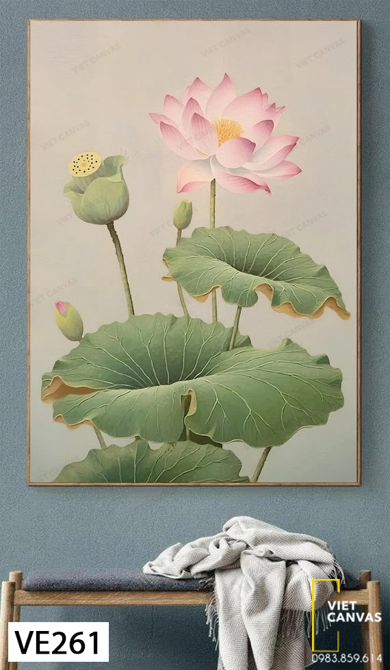 Tranh Hoa Sen Hồng - VE261 - Viet Canvas