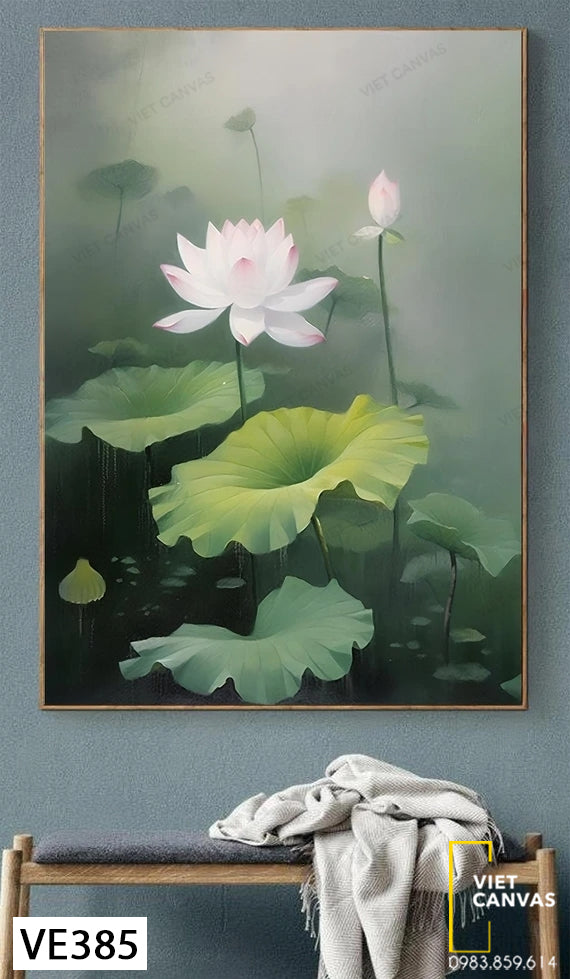 Tranh Cành Sen Trong Hồ - VE385 - Viet Canvas