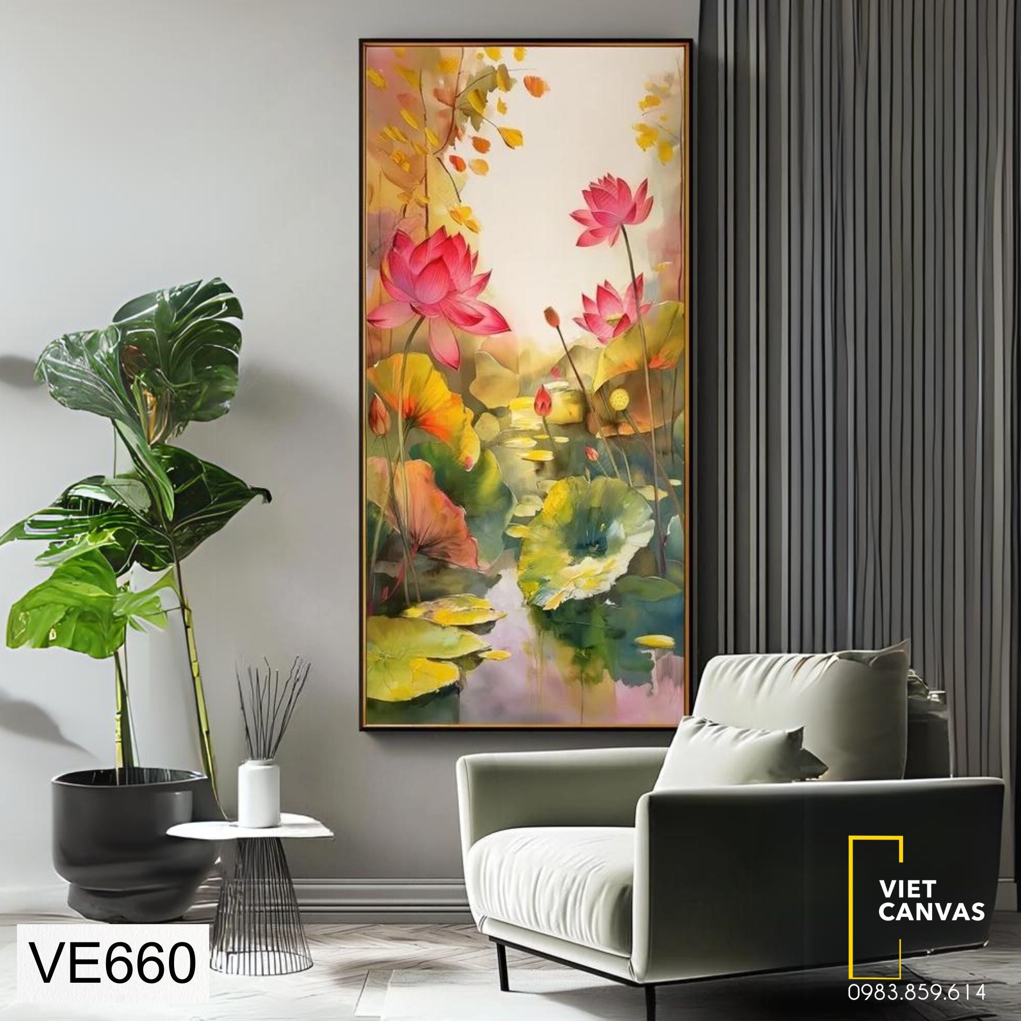 Tranh Hoa Sen Sắc Màu - VE660 - Viet Canvas