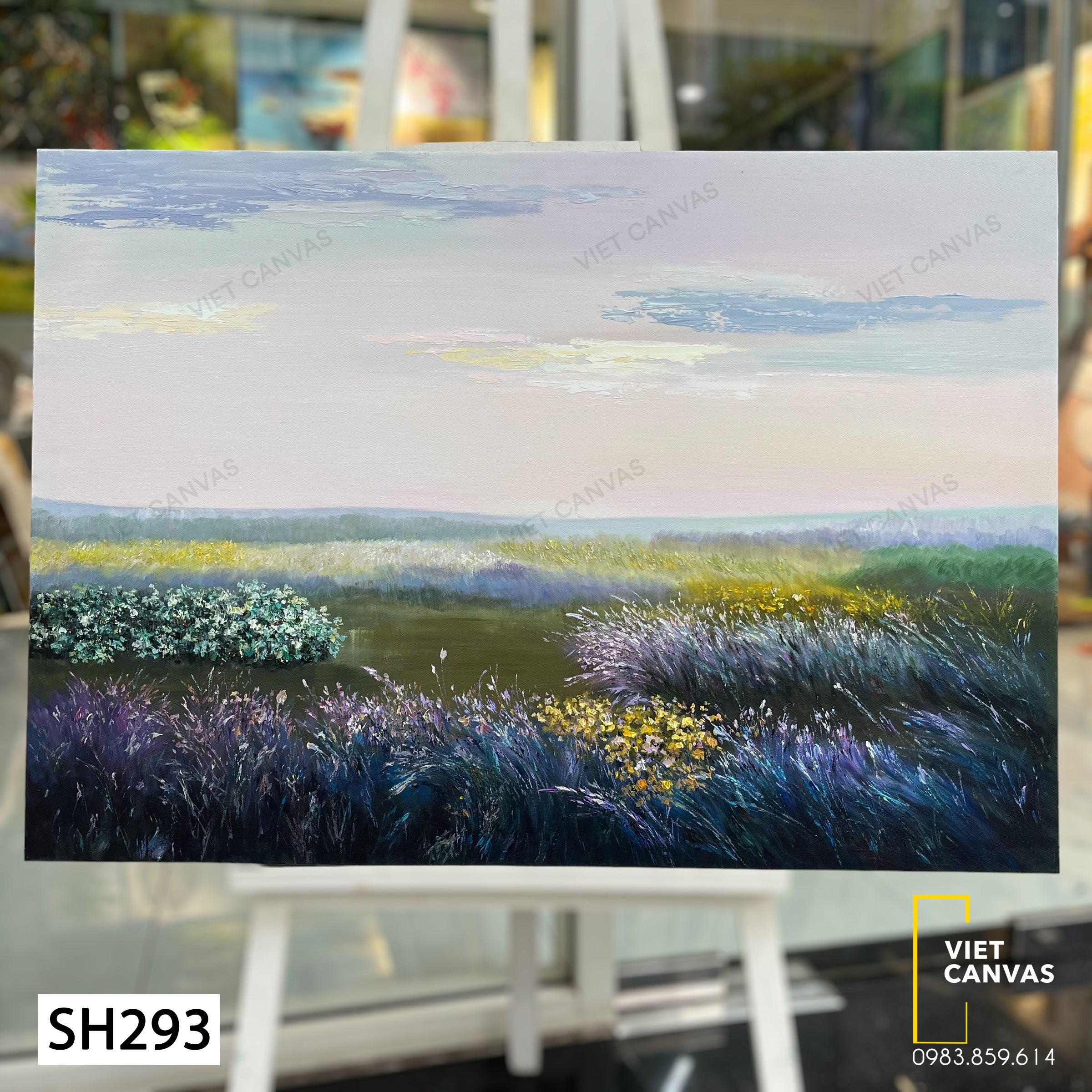 Tranh Sơn Dầu Cánh Đồng Hoa Tím - SH293 - Viet Canvas