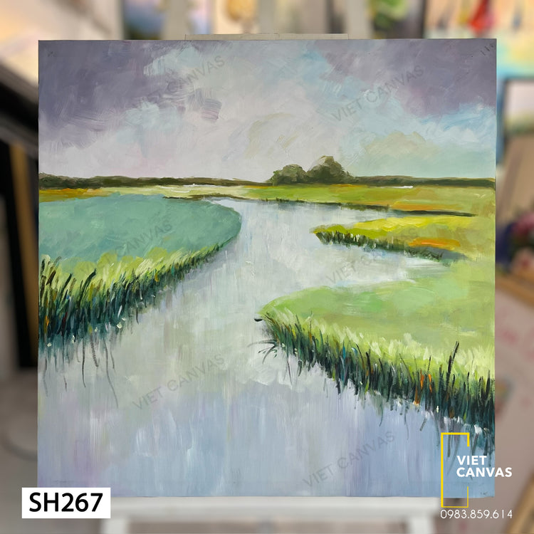 Tranh Sơn Dầu Cánh Đồng Lúa Nước - SH267 - Viet Canvas
