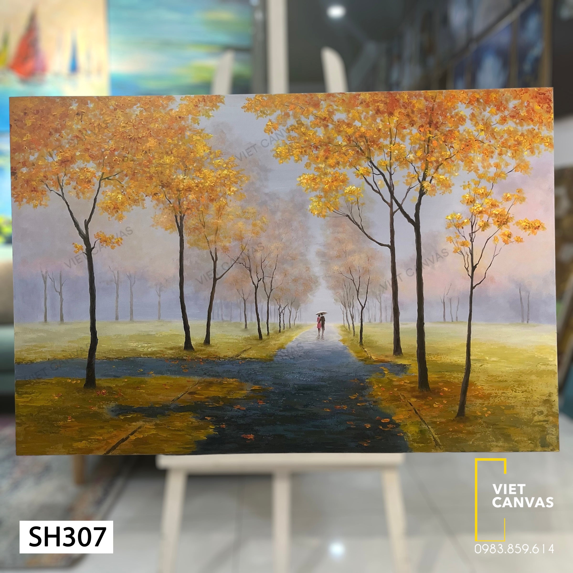 Tranh Sơn Dầu Con Đường Làng Mùa Thu - SH307 - Viet Canvas