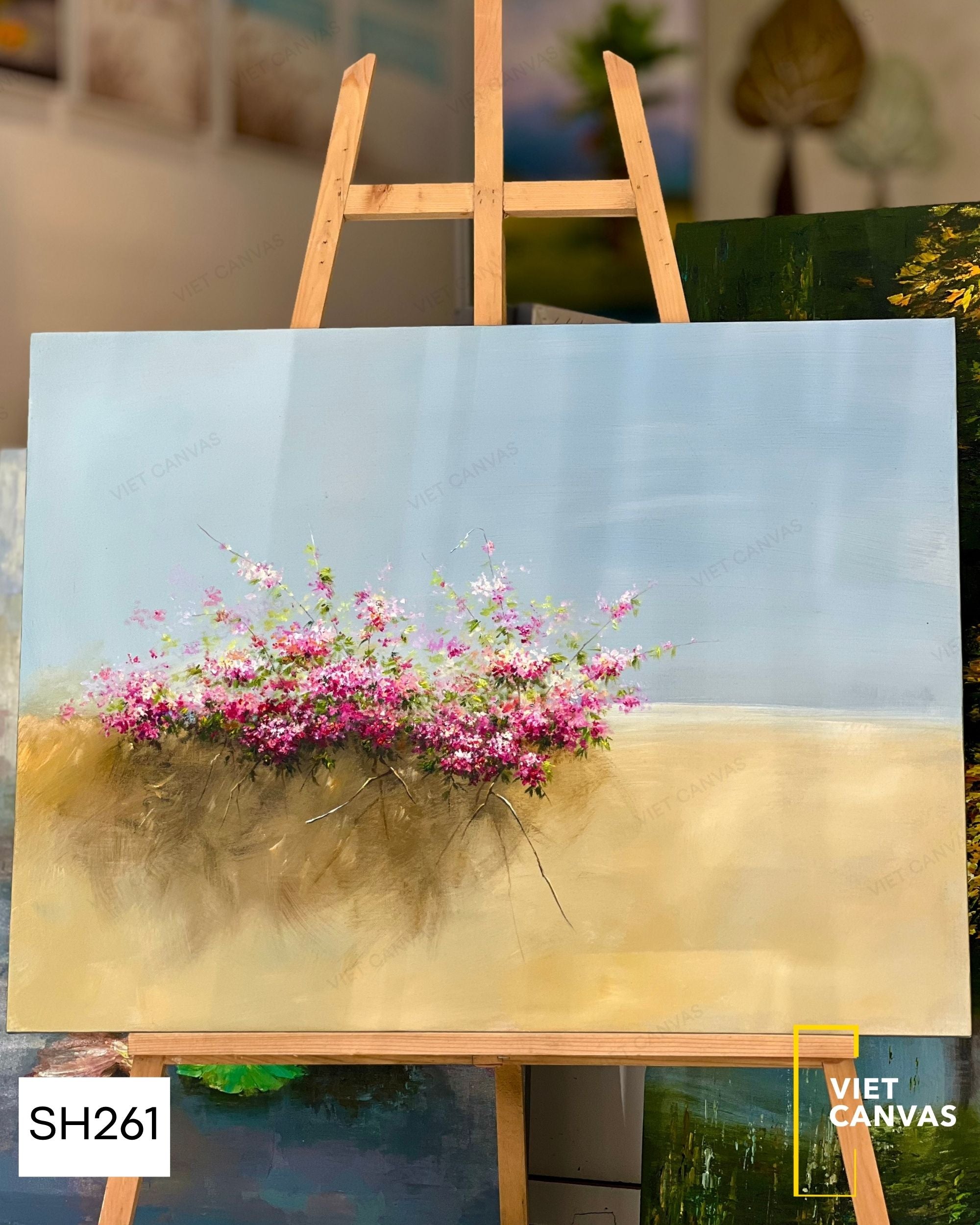 Tranh Sơn Dầu Hoa Bên Tường - SH261 - Viet Canvas