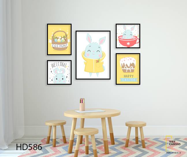 Bộ 5 Tranh Hoạt Hình Dễ Thương - HD586 - Viet Canvas