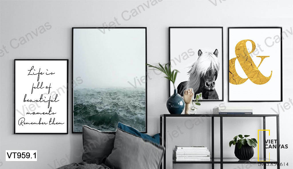 Bộ 4 Tranh Chú Ngựa Và Đại Dương - VT959.1 - Viet Canvas