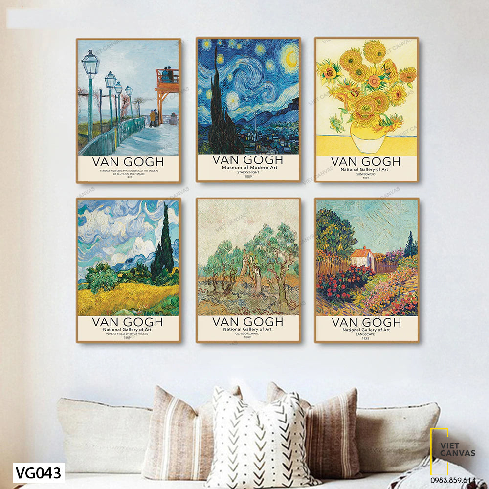 Bộ 6 Tranh Nghệ Thuật Van Gogh - VG043 - Viet Canvas