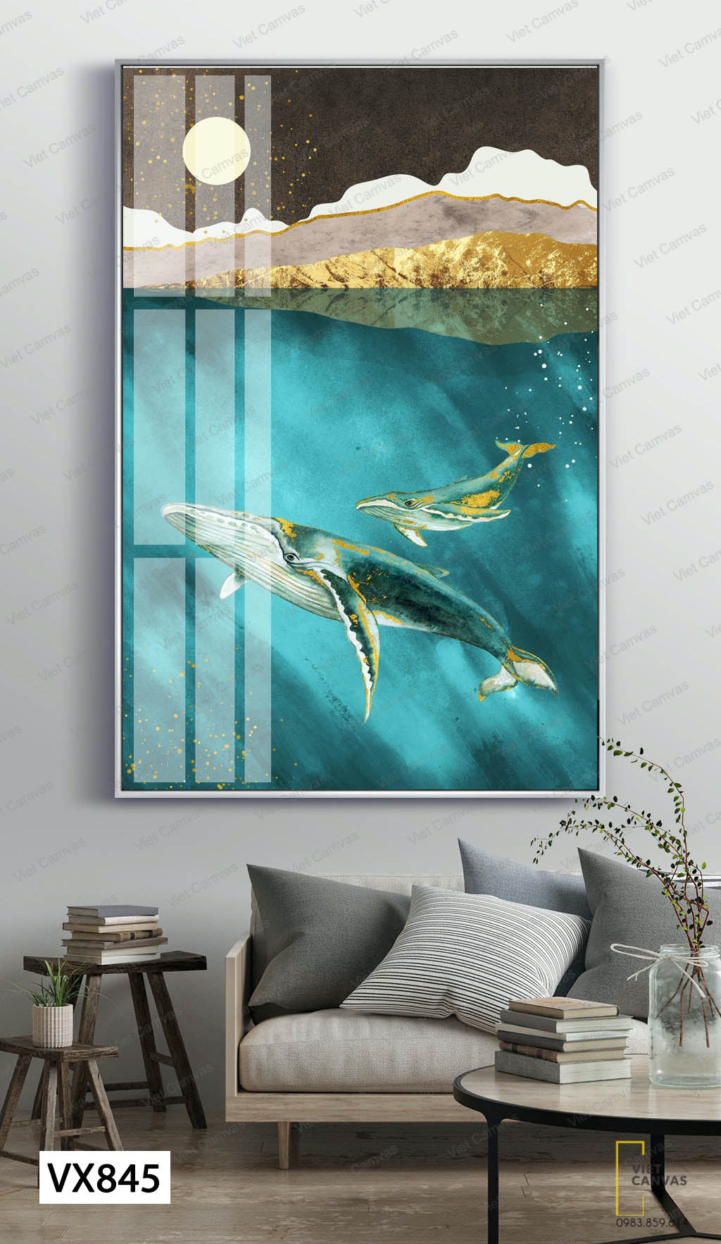 Tranh Đôi Cá Voi Xanh - VX845 - Viet Canvas