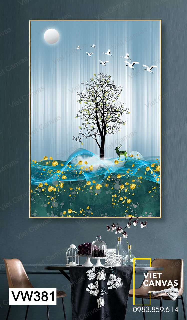 Tranh Hươu Dưới Tán Cây - VW381 - Viet Canvas
