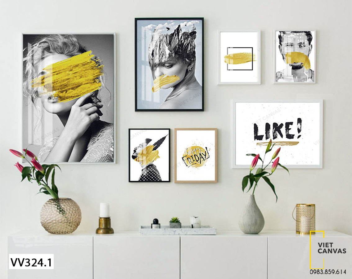 Bộ 7 Tranh Con Người Và Nét Mực - VV324.1 - Viet Canvas