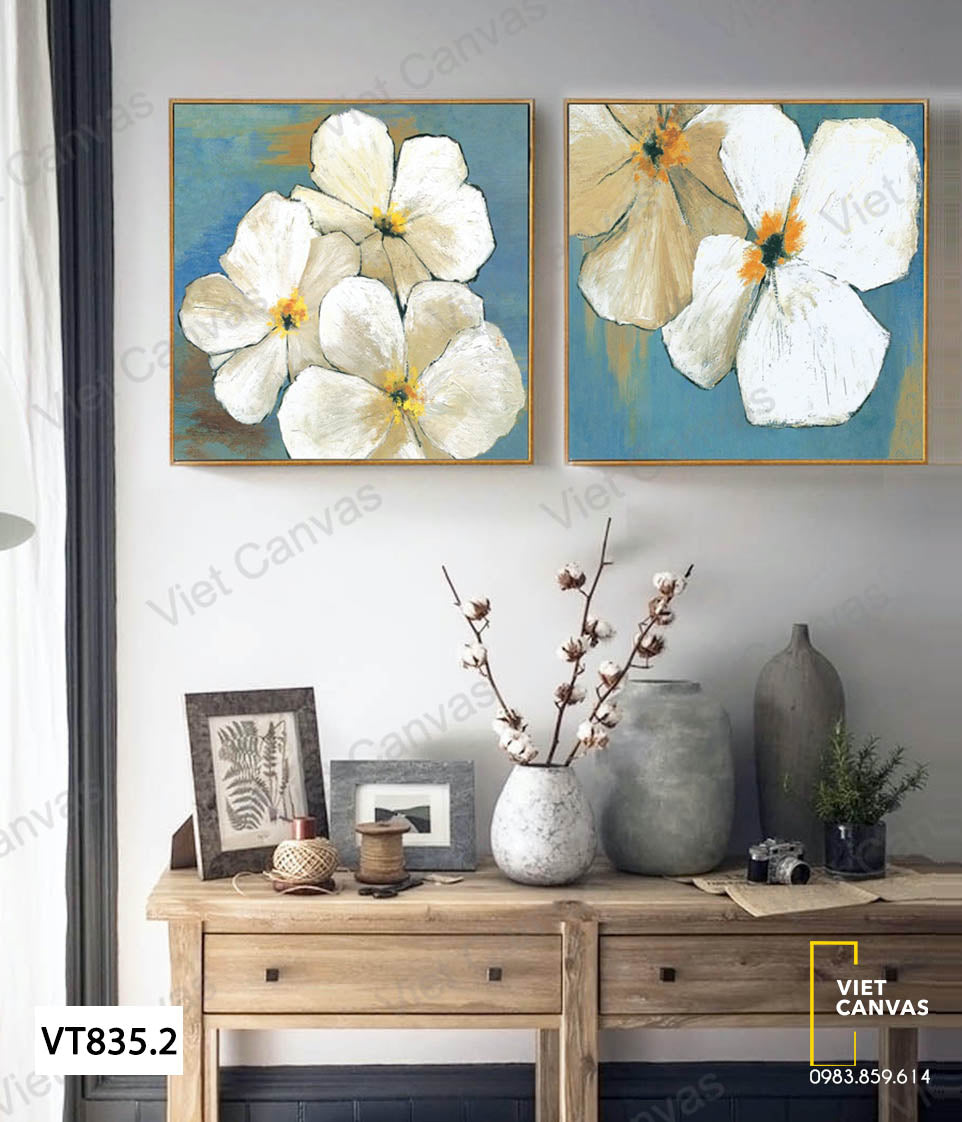 Bộ 2 Tranh Hoa Trắng - VT835.2 - Viet Canvas