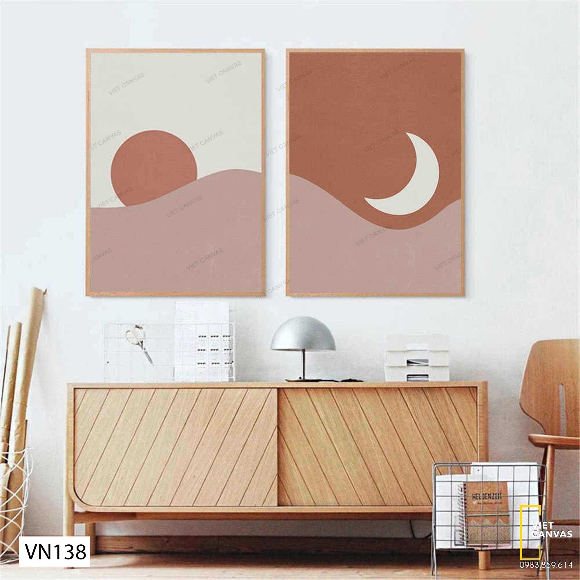Bộ 2 Tranh Mặt Trời Và Mặt Trăng - VN138 - Viet Canvas