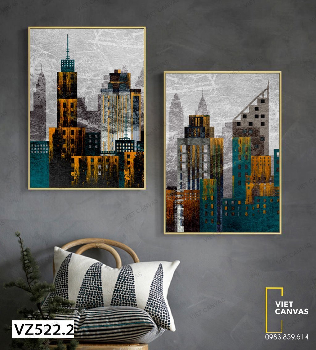 Bộ 2 Tranh Tóa Nhà Chọc Trời - VZ522.2 - Viet Canvas