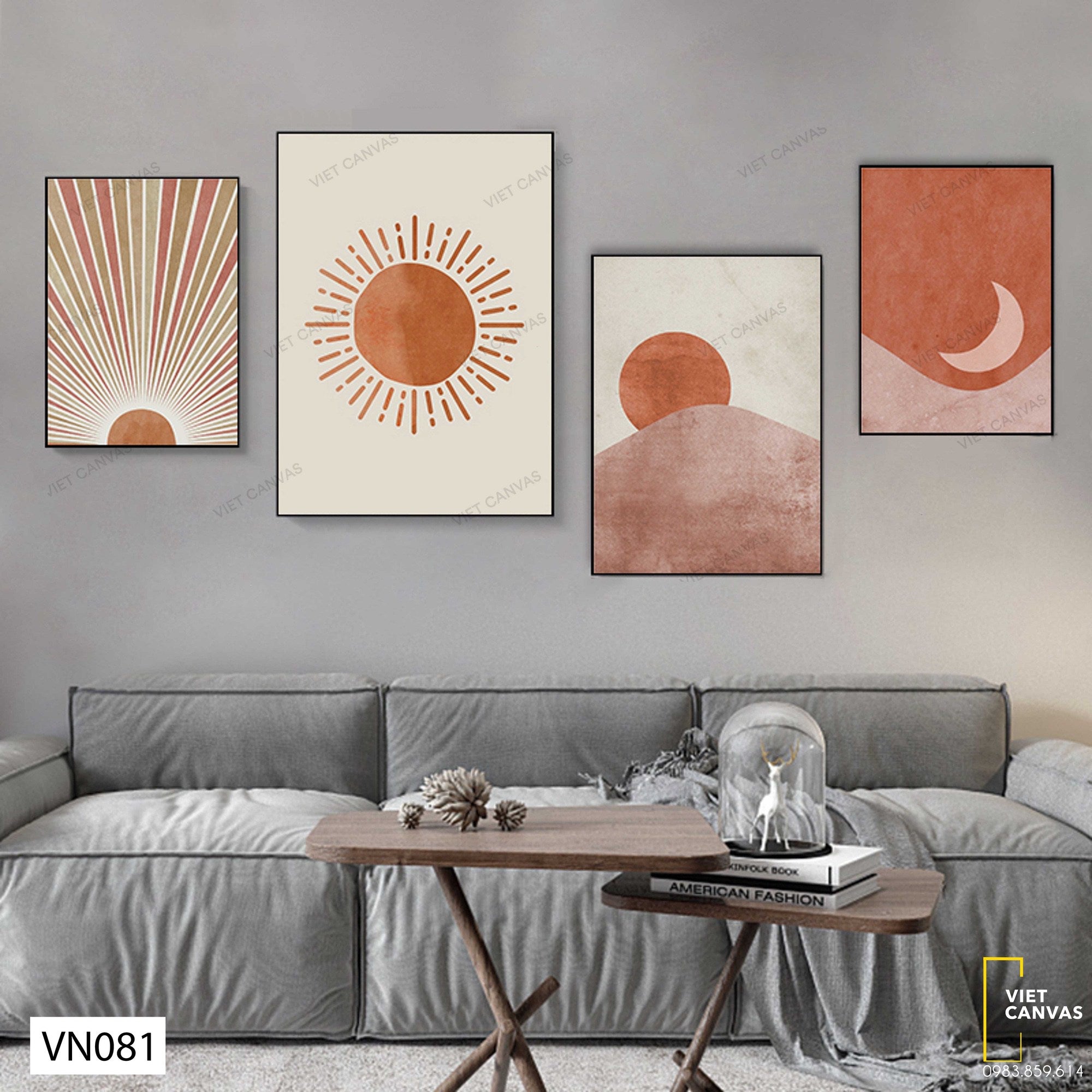 Bộ 4 Tranh Mặt Trời Và Mặt Trăng - VN081 - Viet Canvas
