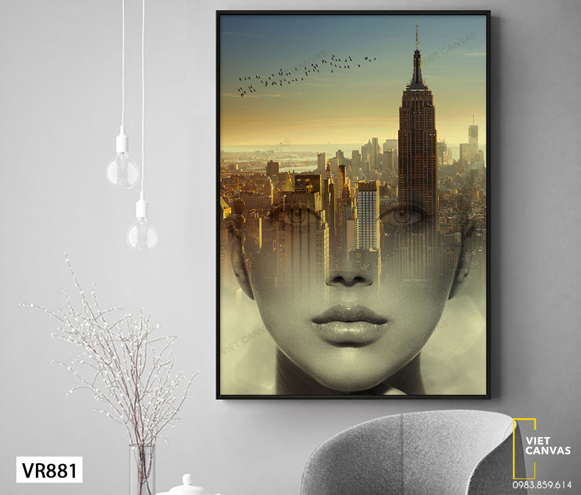 Tranh Cô Gái Và Tòa Nhà Empire State - VR881 - Viet Canvas