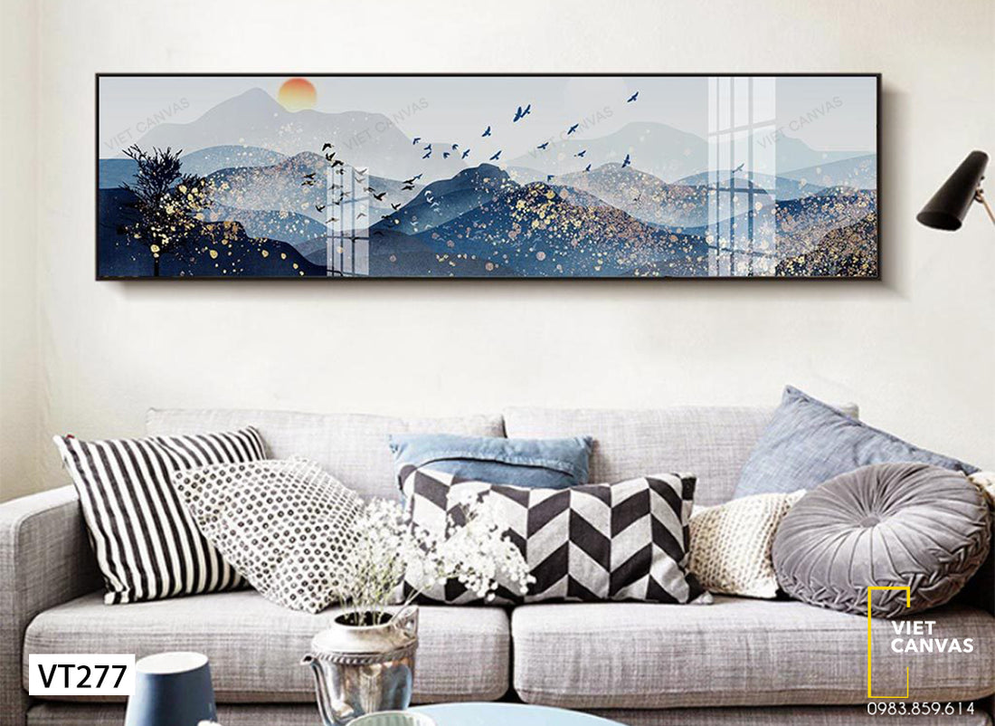 Tranh Đàn Chim Và Đồi Núi - VT277 - Viet Canvas