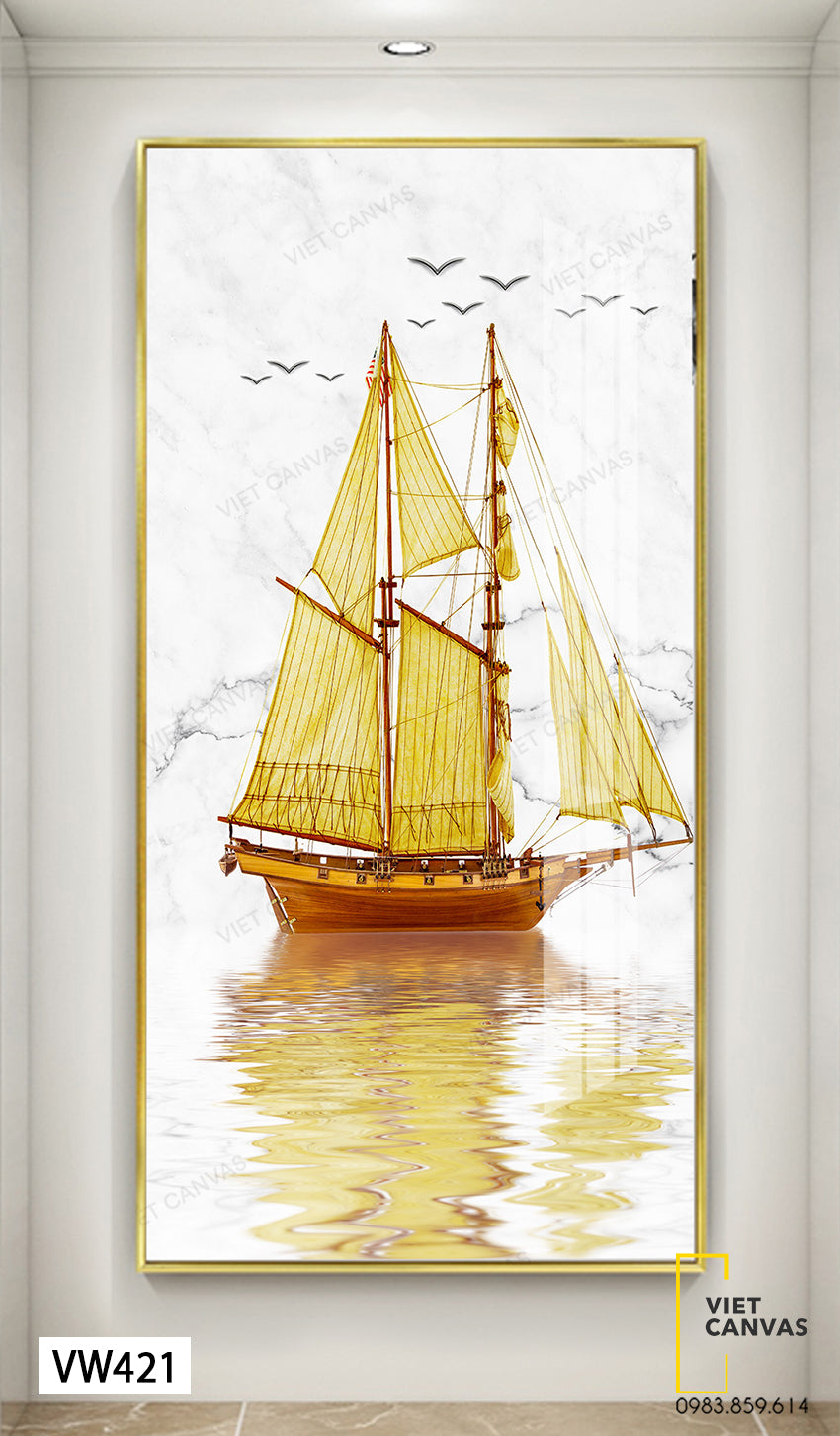Tranh Thuyền Trôi Trên Sông - VW421 - Viet Canvas