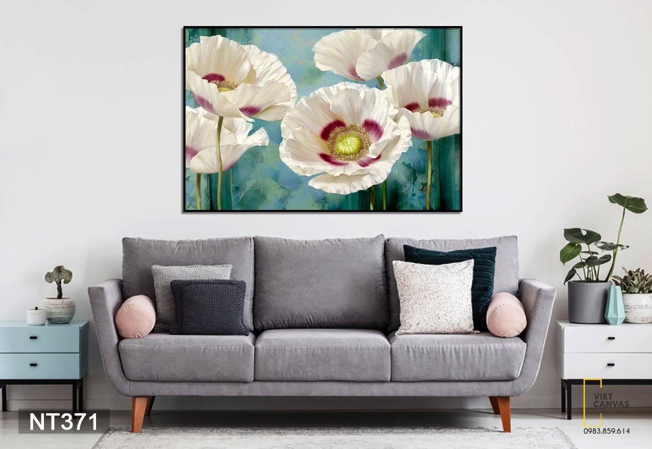 Tranh Hoa Anh Túc Trắng Nở Rộ - NT371 - Viet Canvas