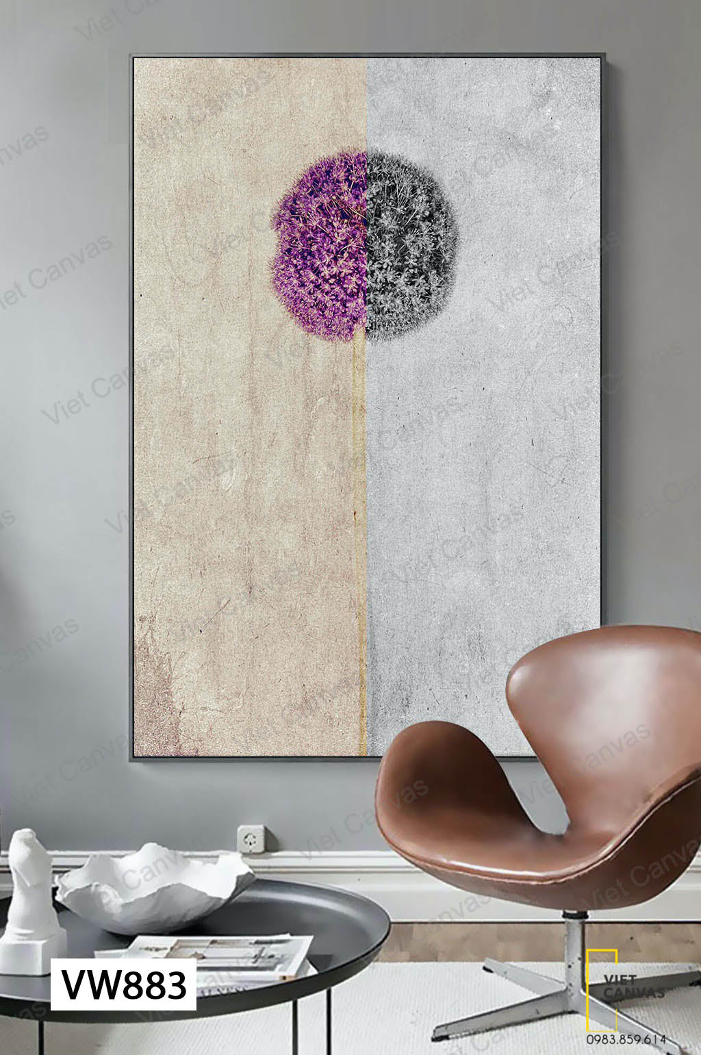 Tranh Vòng Tròn Tím Đen - VW883 - Viet Canvas