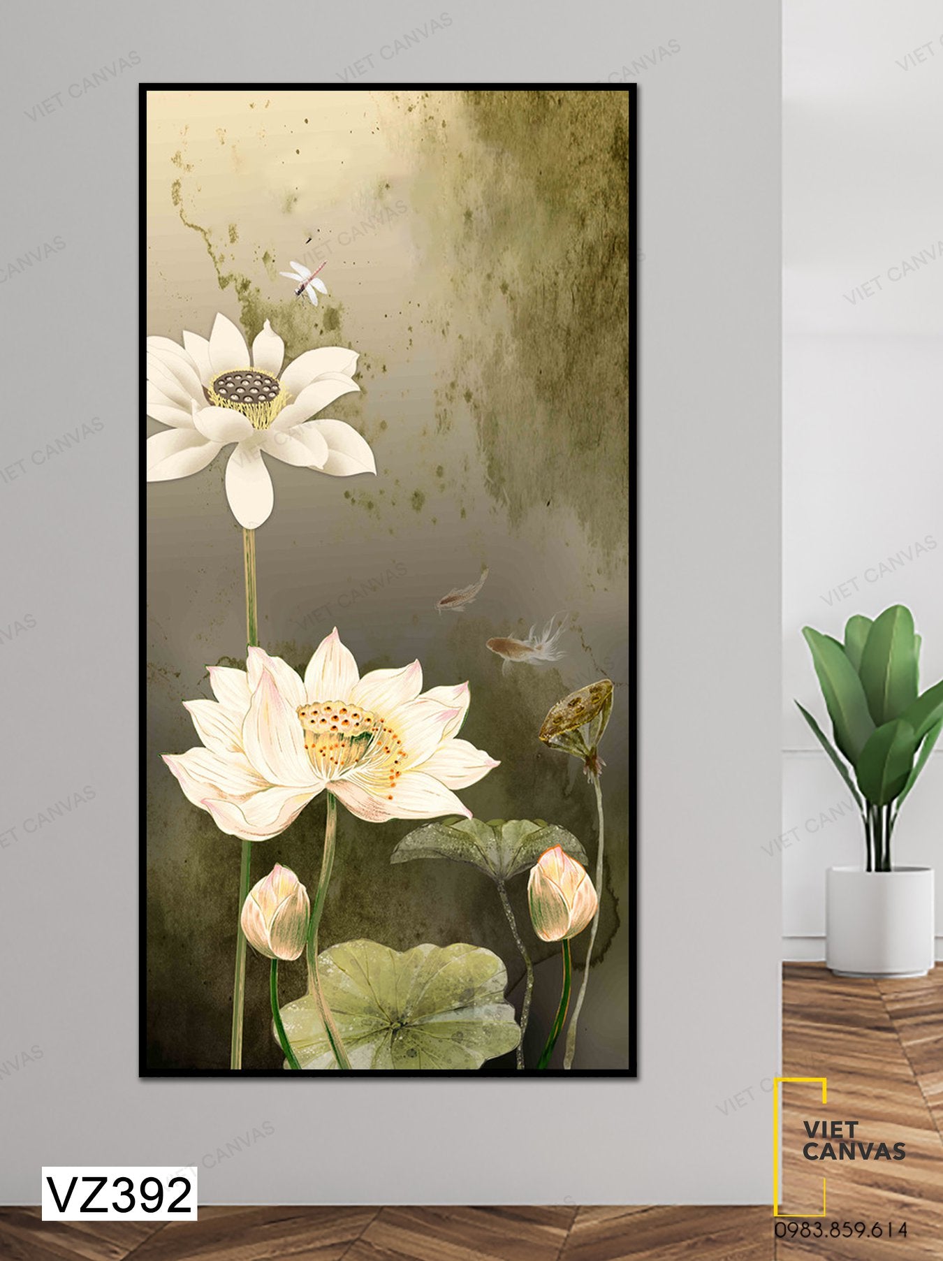 Tranh Hoa Sen Trắng Tỏa Hương - VZ392 - Viet Canvas