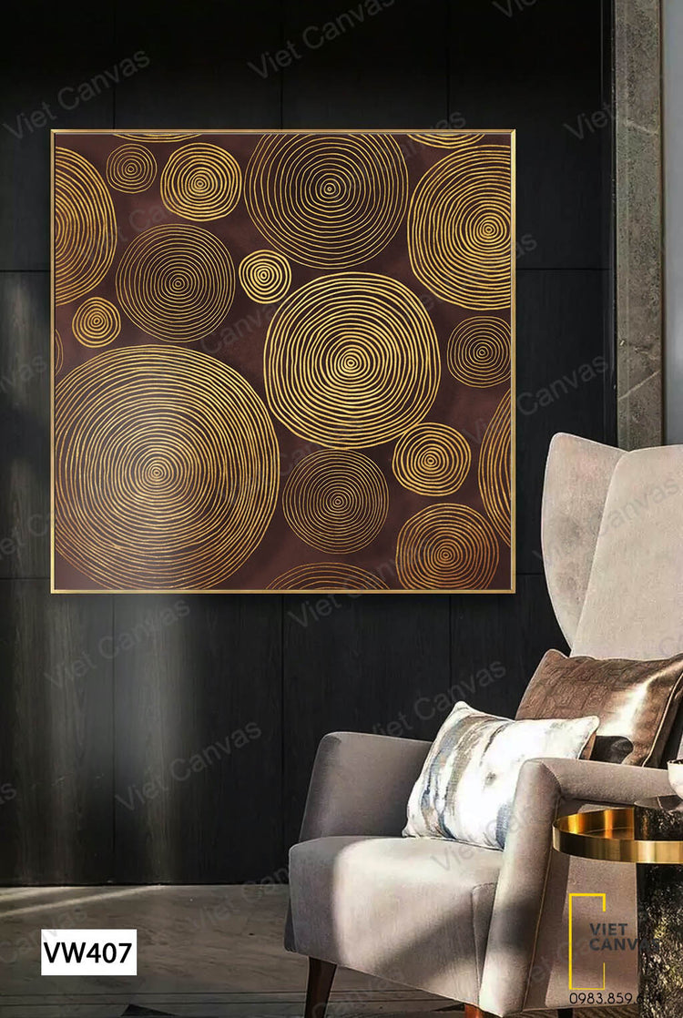 Tranh Những Vòng Tròn Vân Gỗ Độc Đáo - VW407 - Viet Canvas